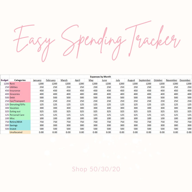 Easy Spending Tracker - Etsy