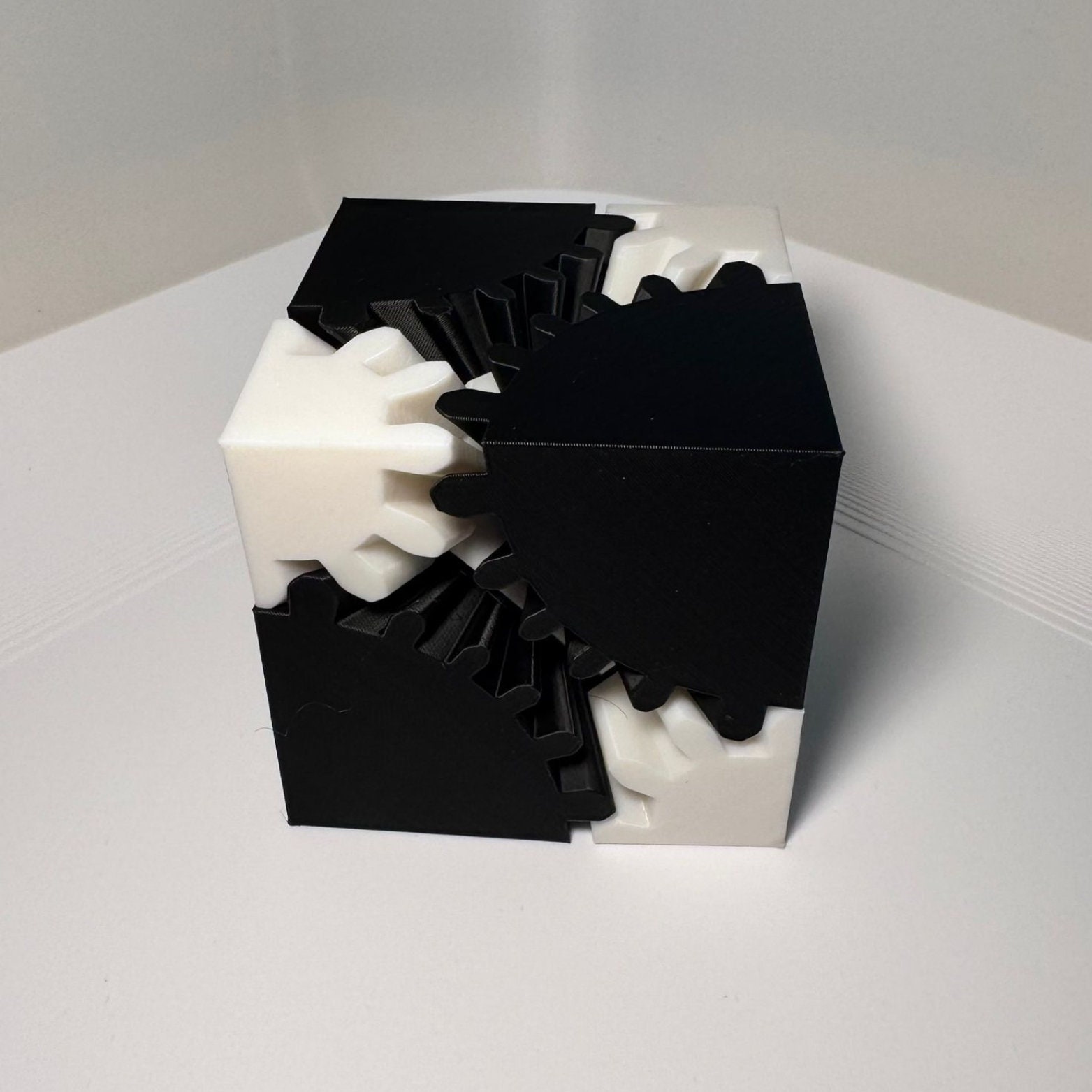 3D Printed Gear Cube Geometric Puzzle Modern Desk Decor & Unique Gift ...