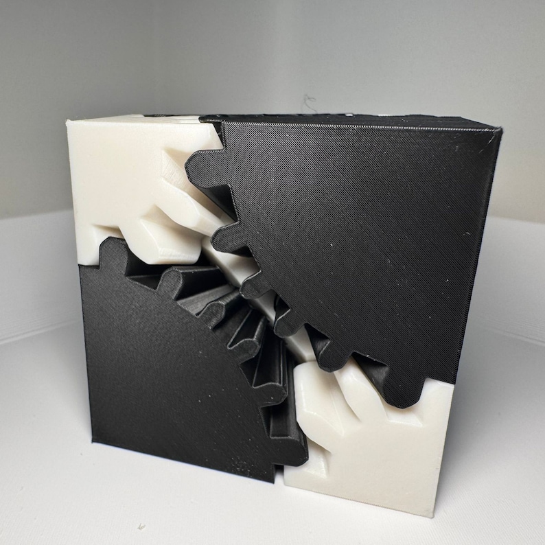 3D Printed Gear Cube Geometric Puzzle Modern Desk Decor & Unique Gift ...