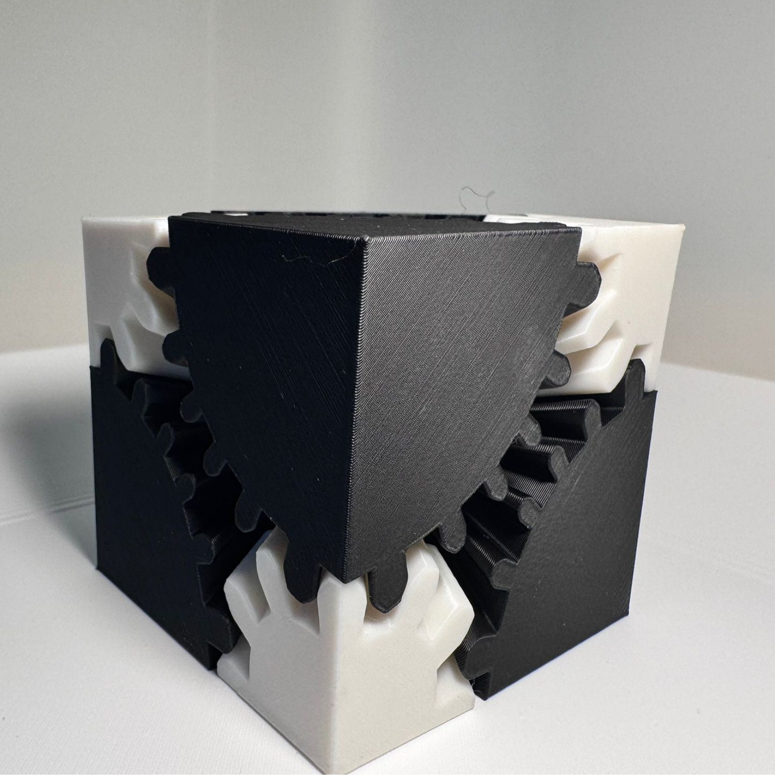 3D Printed Gear Cube Geometric Puzzle Modern Desk Decor & Unique Gift ...