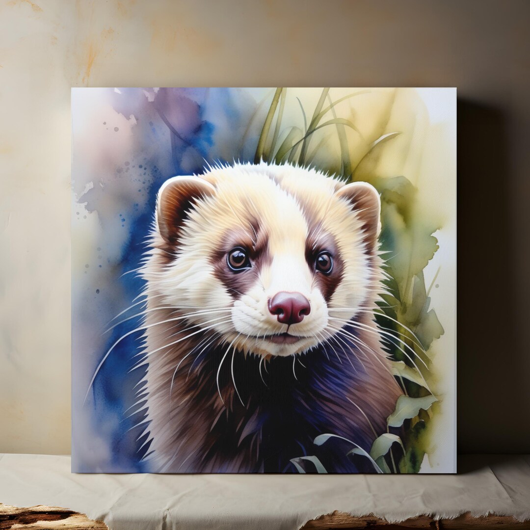 Ferret Canvas Wall Art, Small Animal Decor, Pet Portrait, Farmhouse ...