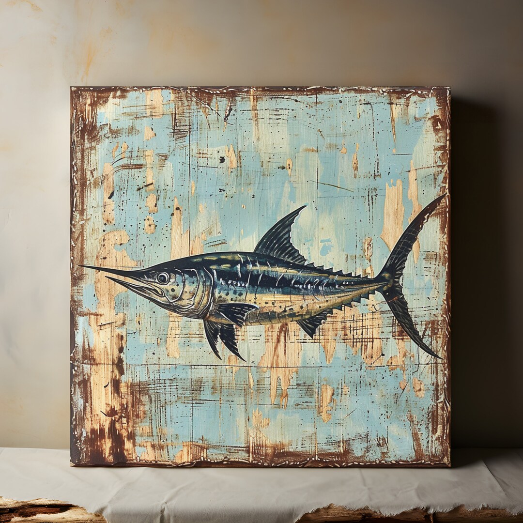Marlin Canvas Wall Art, Ocean Beach Art, Costal Prints, Nautical Decor ...
