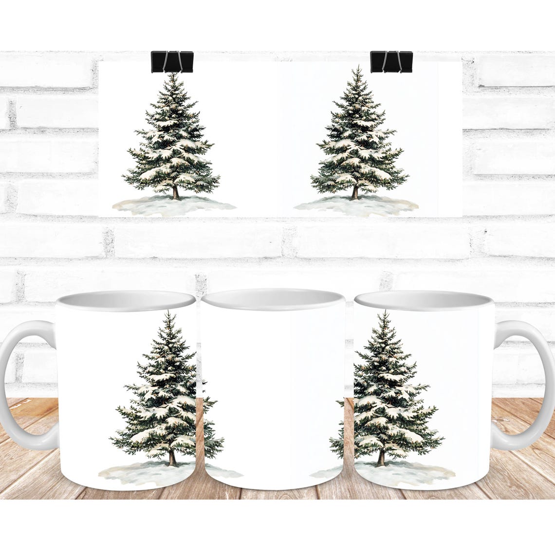 Vintage Christmas Tree Mug, Christmas Mug, Holiday Decor, Winter Art ...
