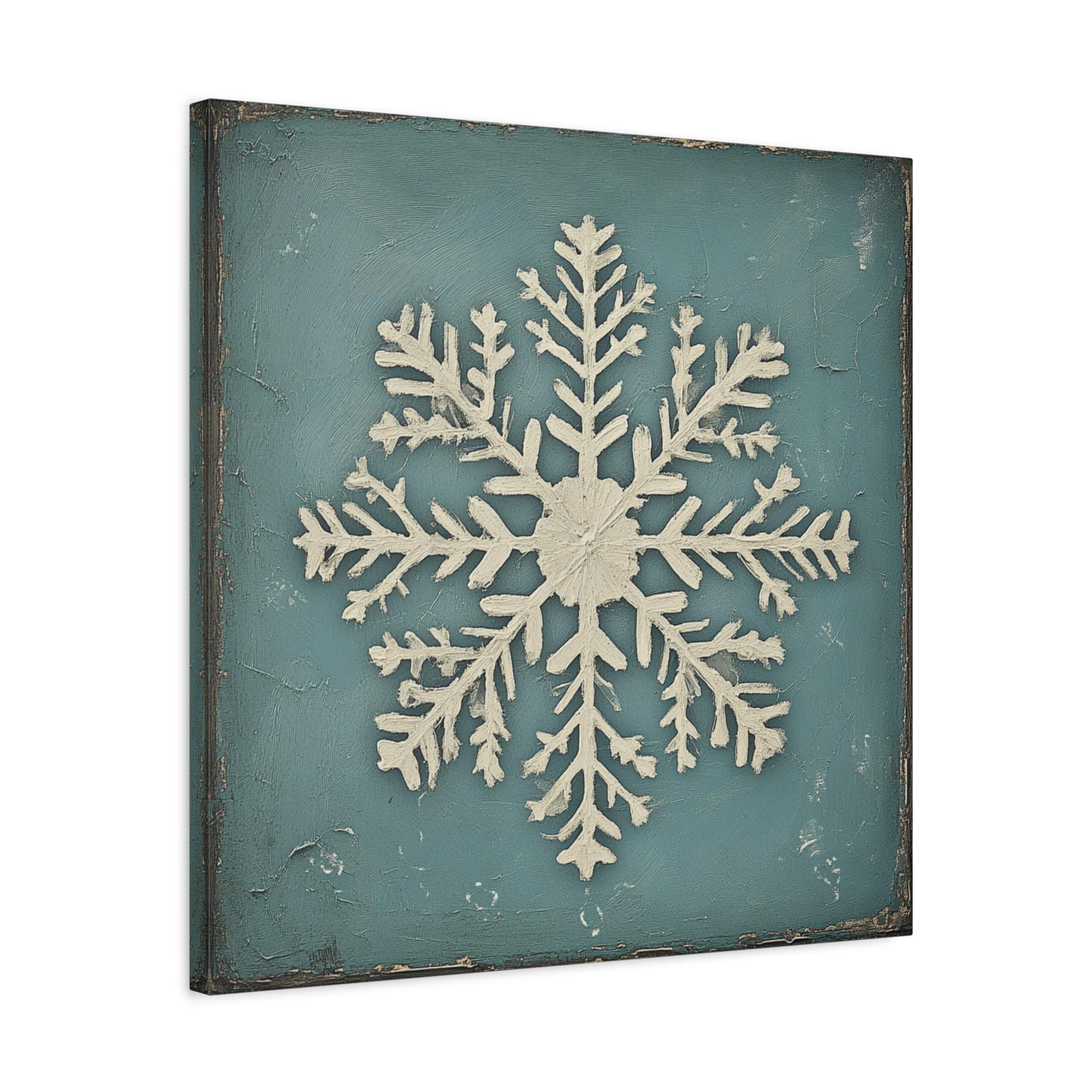 Vintage Snowflake Canvas Wall Art, Christmas Wall Decor, Xmas, Vibrant ...