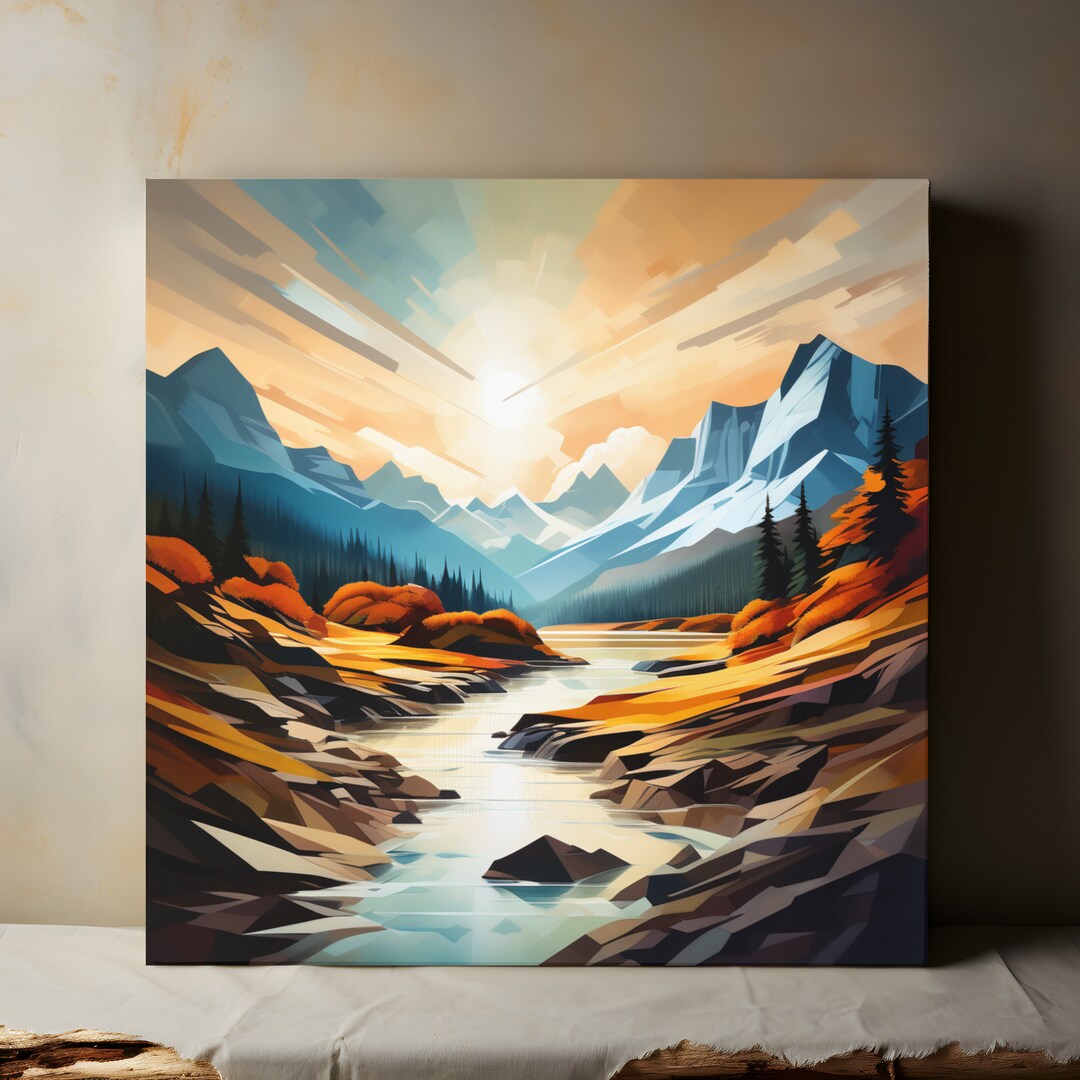Abstract Mountain Canvas Wall Art, Mountain Print, Landscape Nature ...