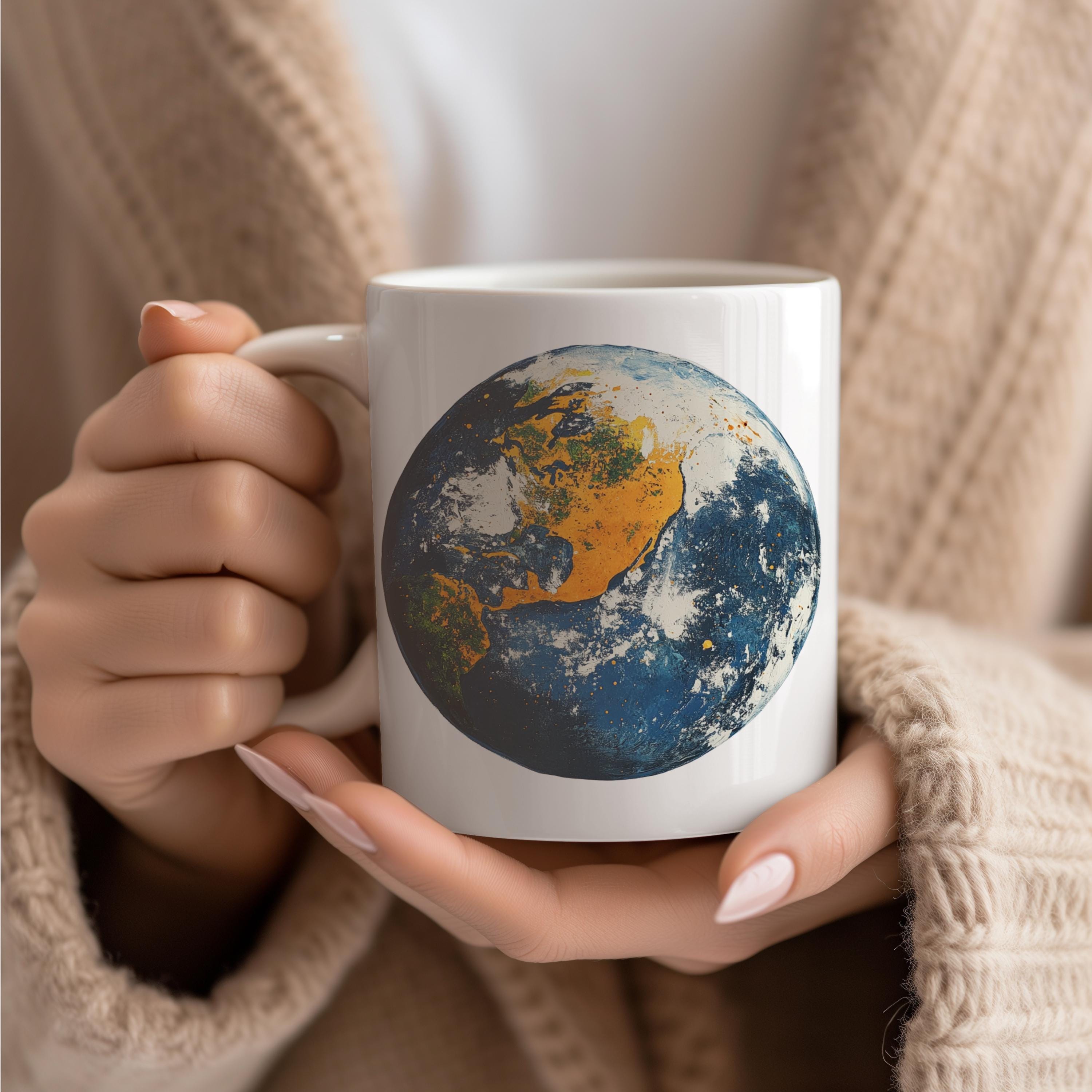 Vintage Planet Earth Mug, Solar System Art, Space Art, Universe Mug ...