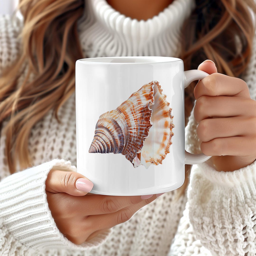 Vintage Shell Mug, Nautical Mug, Ocean Beach Mug, Nature Landscape ...