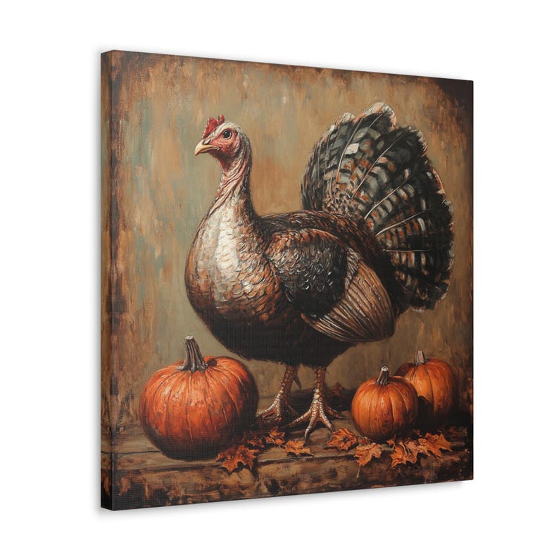 Vintage Thanksgiving Turkey Canvas Print, Autumn Wall Decorations ...