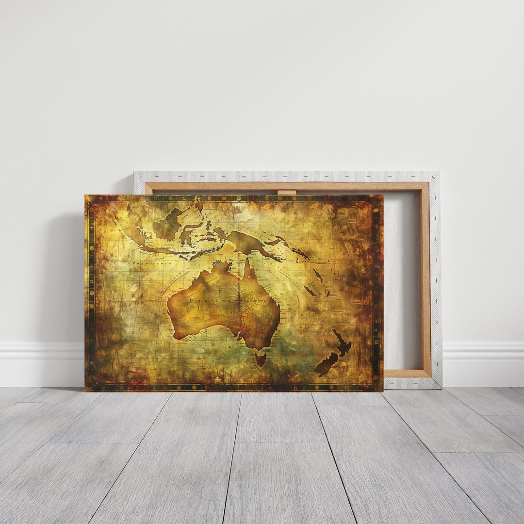 Rustic Australia Map Canvas Wall Print, Map Prints, Room Wall Art ...