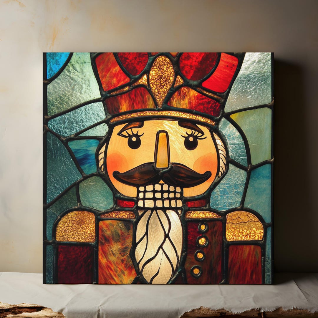 Stained Glass Nutcracker Canvas Wall Art, Christmas Wall Decor, Xmas ...