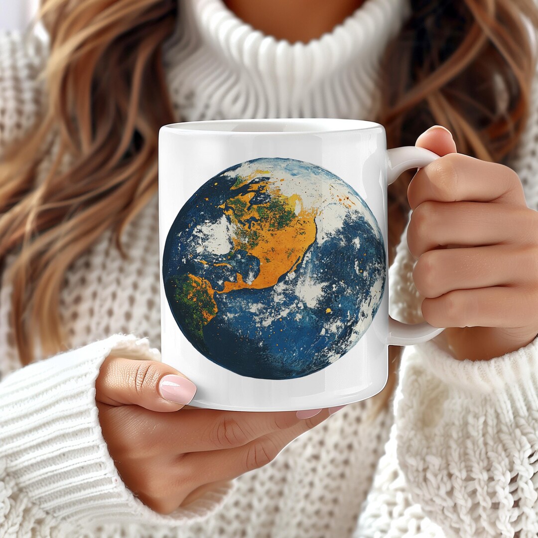 Vintage Planet Earth Mug, Solar System Art, Space Art, Universe Mug ...