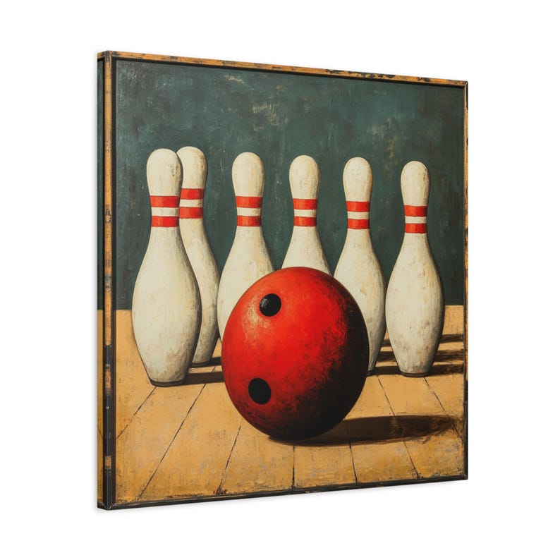 Vintage Bowling Ball and Pins Canvas Wall Art, Gifts for Him, Fathers ...