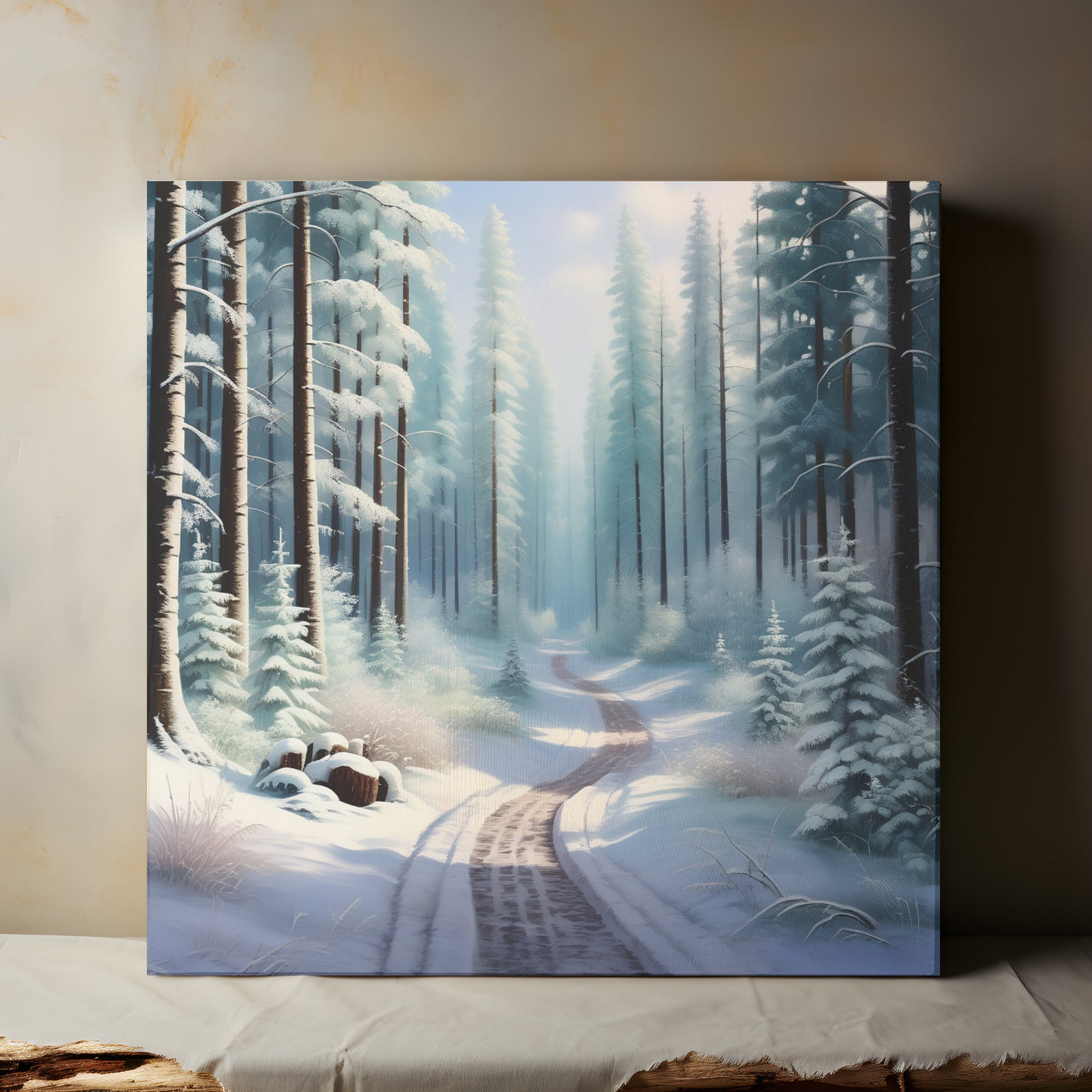 Winter Forest Canvas Wall Art, Snowy Forest Wall Art, Vibrant Winter ...