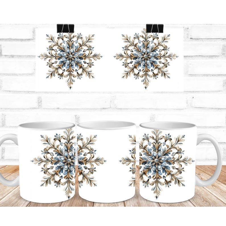 Vintage Snowflake Mug, Christmas Mug, Holiday Decor, Winter Art ...