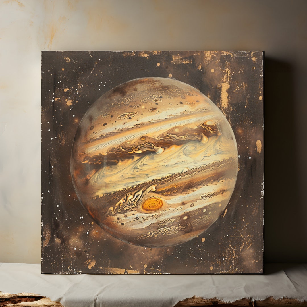 Vintage Jupiter Canvas Wall Print, Solar System, Space Print, Universe ...