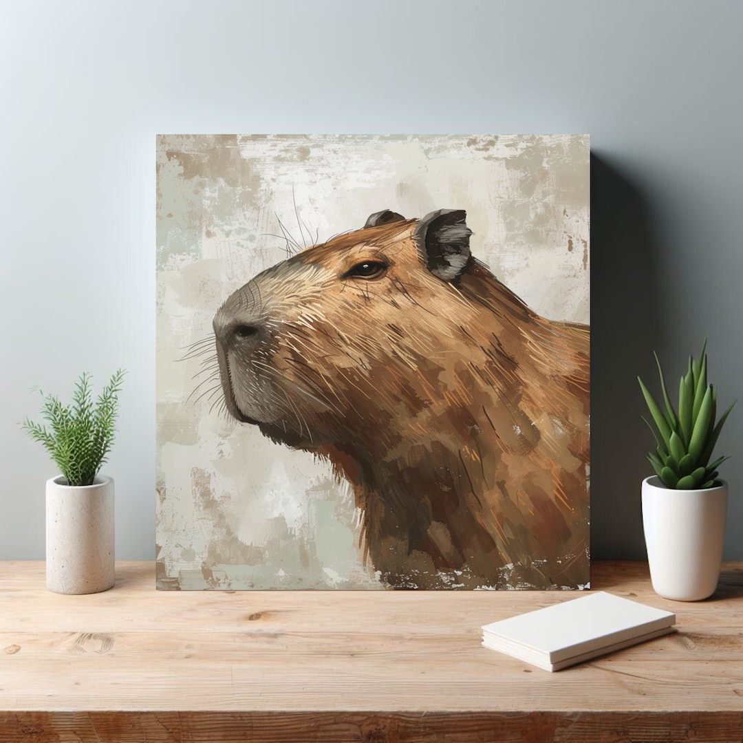 Capybara Profile Canvas Wall Art, Capybara Print, Farmhouse Decor ...