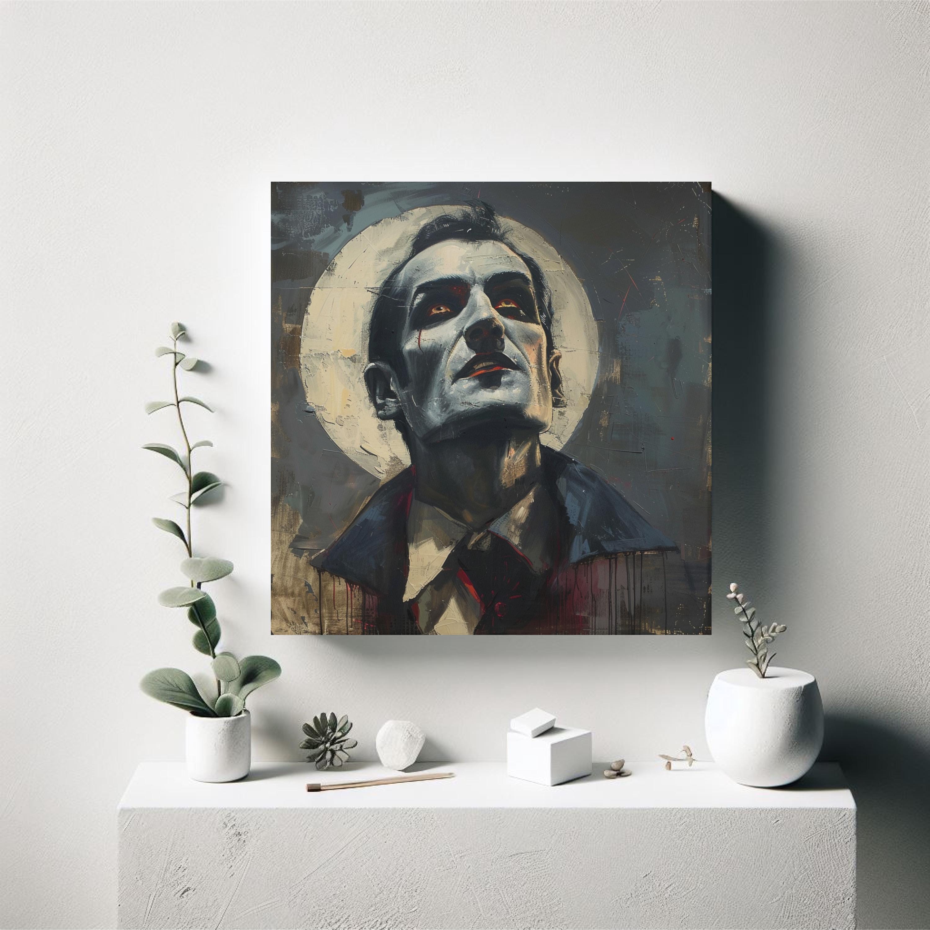 Vintage Vampire Canvas Wall Print, Halloween Print, Spooky Decor, Fall ...