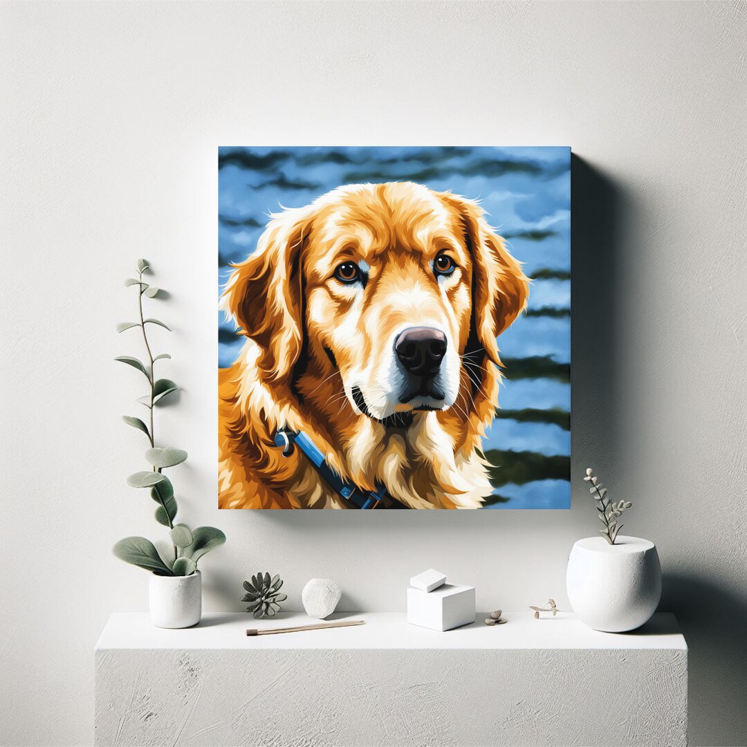 Golden Retriever Canvas Wall Art, Dog Print Art, Pet Portrait, Animal ...