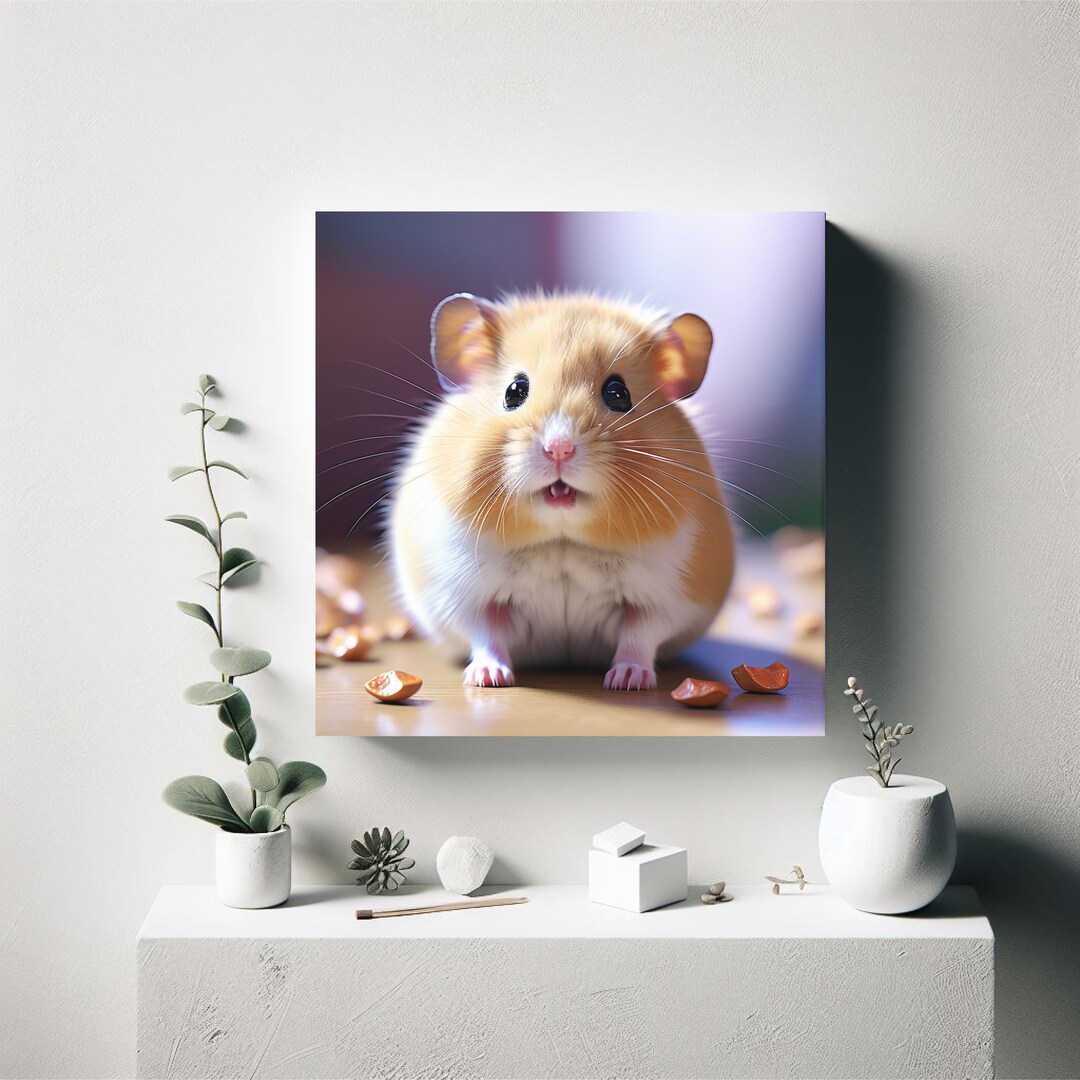 Hamster Canvas Wall Art, Hamster Decor, Pet Portrait, Animal Print ...