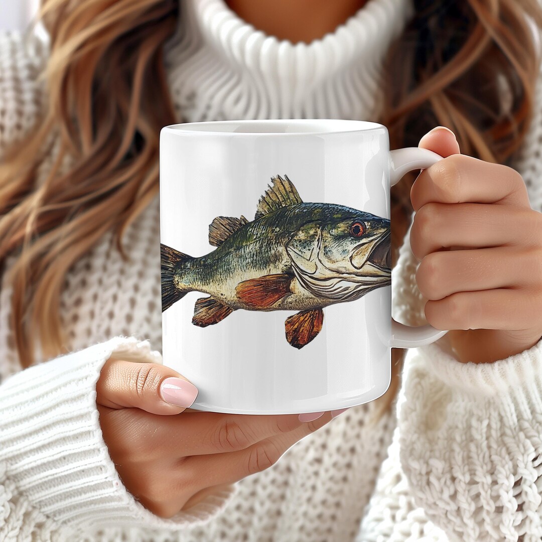 Vintage Bass Mug, Fishing Gifts, Cabin Mug, Farmhouse Mug, Nature ...