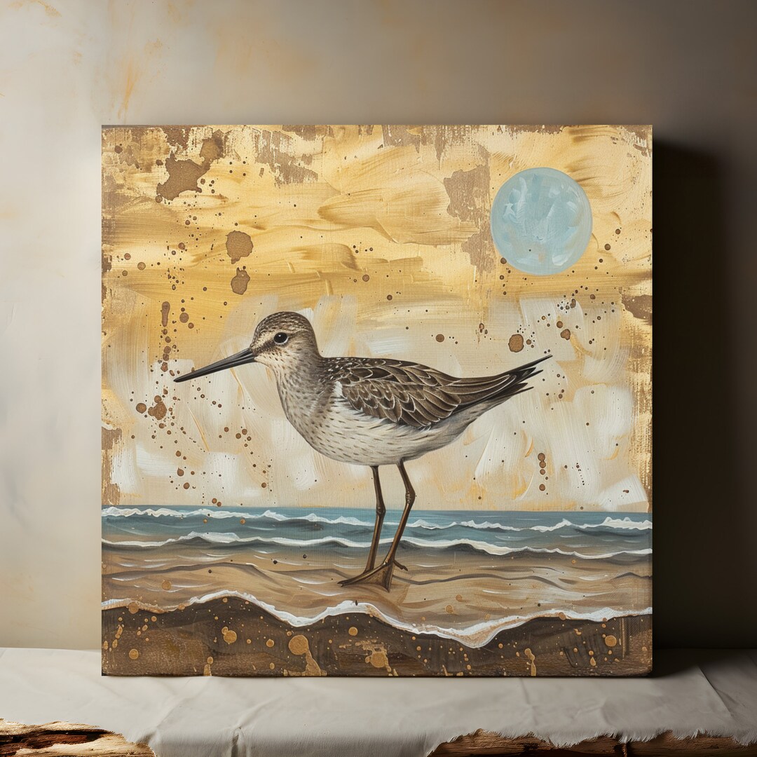 Sandpiper Canvas Wall Print, Ocean Beach Prints, Costal Decor, Nautical ...