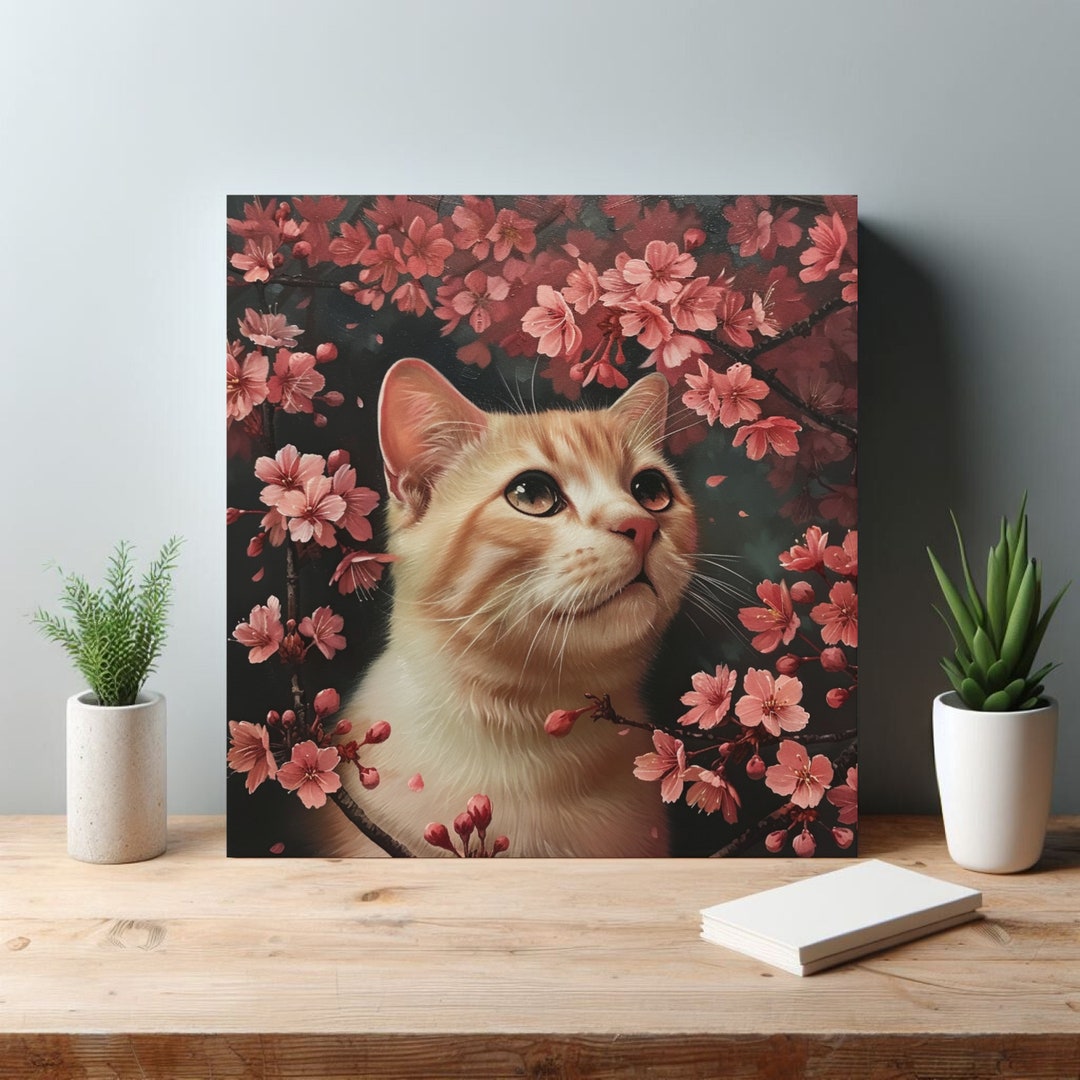 Vintage Cat Portrait Canvas Wall Art, Cat Prints, Pet Portrait ...