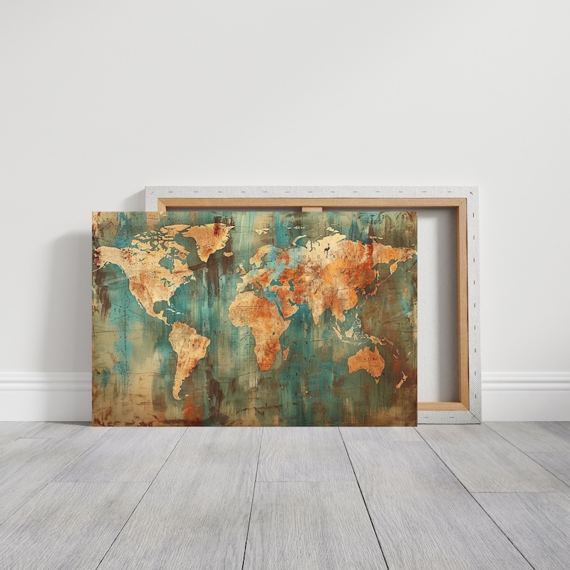 World Map Canvas - Etsy