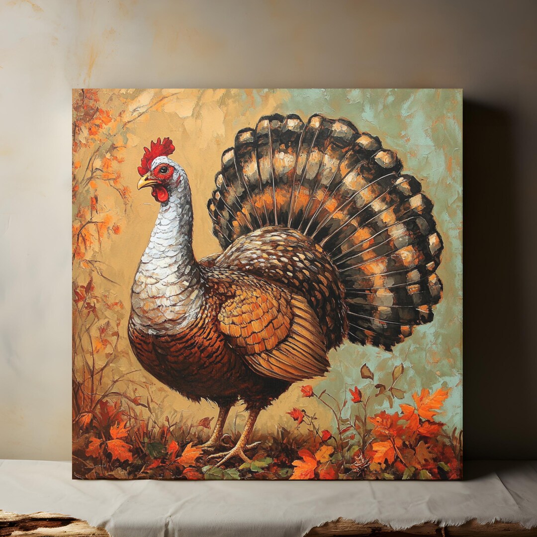 Rustic Thanksgiving Turkey Canvas Print, Autumn Wall Decorations ...