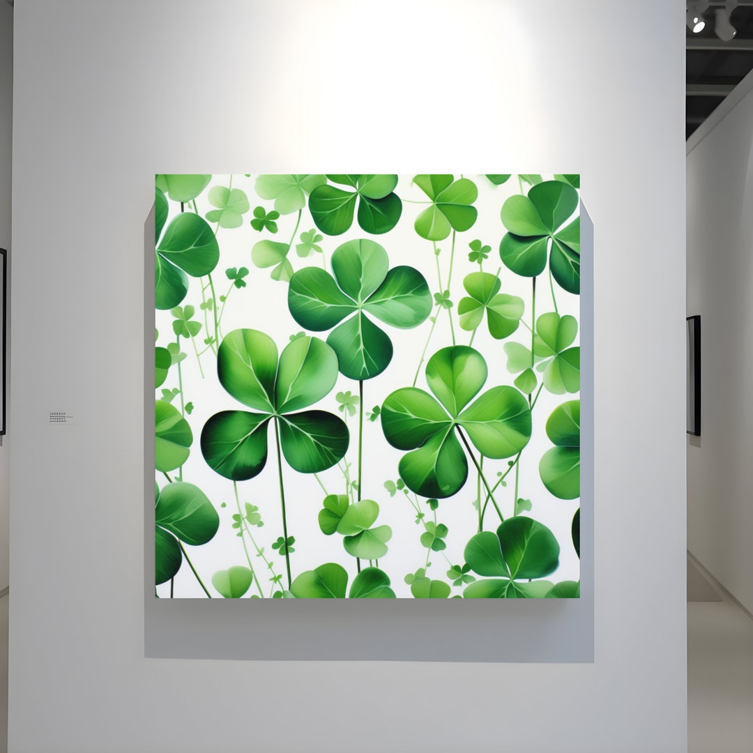 Clover Pattern Canvas Wall Art, Green Clover Print, St. Patrick's Day ...