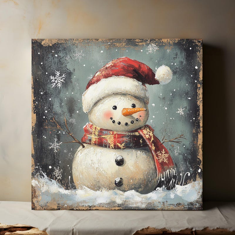 Snowman Canvas - Etsy
