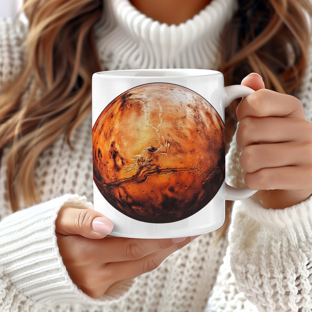 Vintage Planet Mars Mug, Solar System Art, Space Art, Universe Mug ...