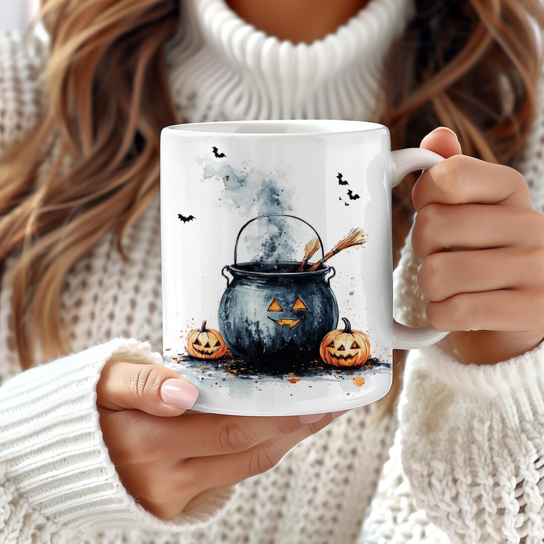 Vintage Halloween Cauldron Mug, Halloween Mug, Autumn Mug, Spooky Vibes ...