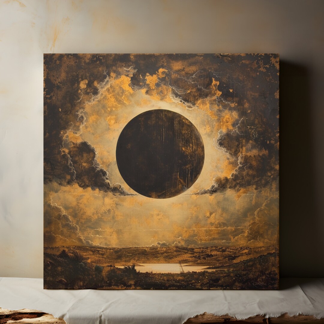 Rustic Solar Eclipse Canvas Print, Astrophotography Print, Universe Art ...