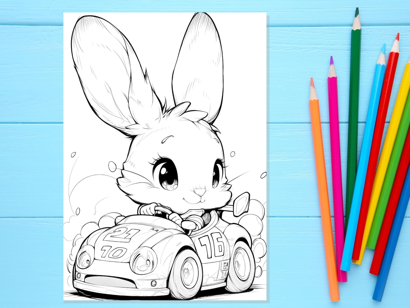 Cute Bunny Coloring Pages for Kids, 31 Page Digital Coloring Book ...