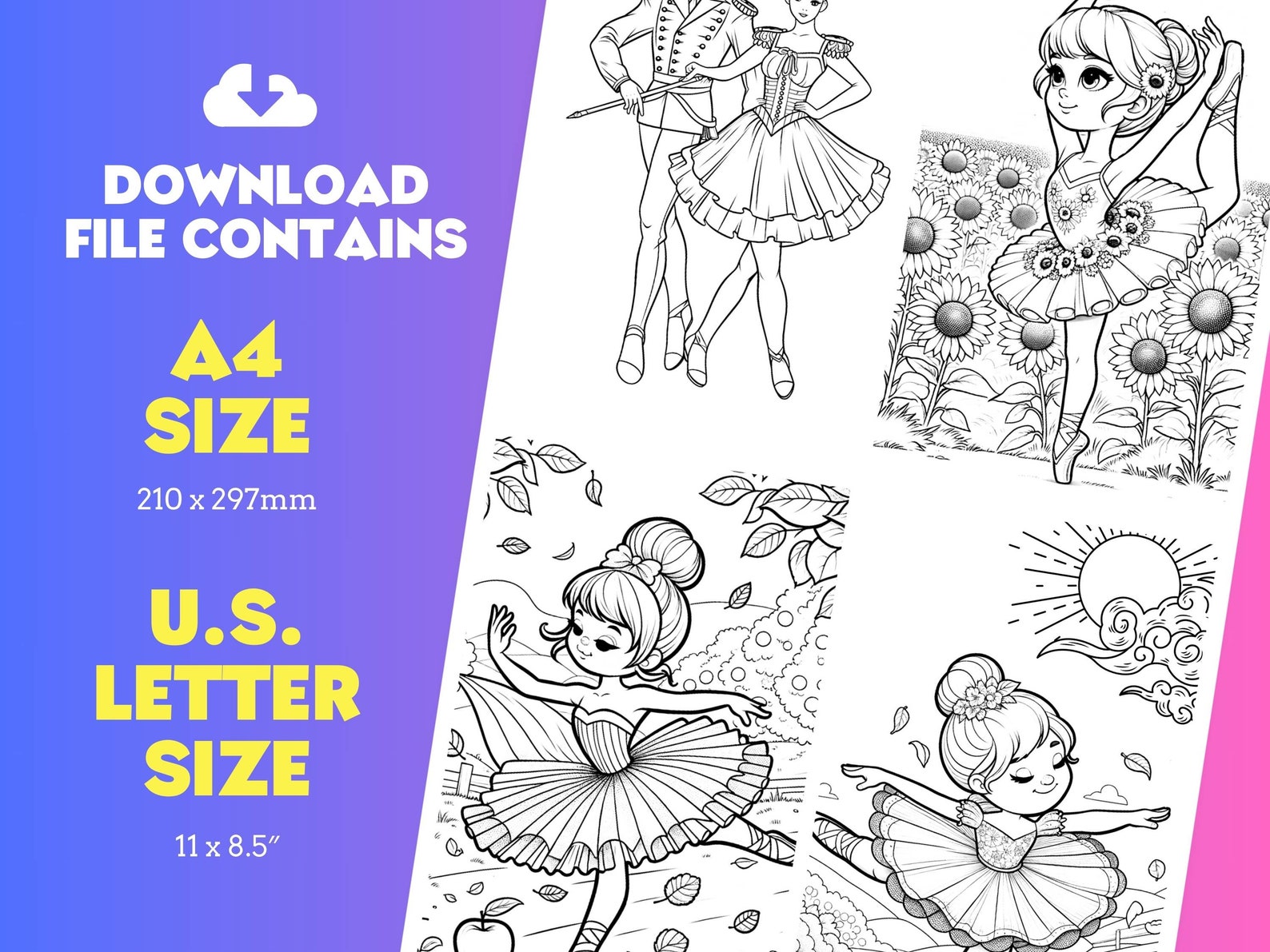 Ballet Coloring Pages for Kids - 31 Page Themed Digital Colouring Pack ...