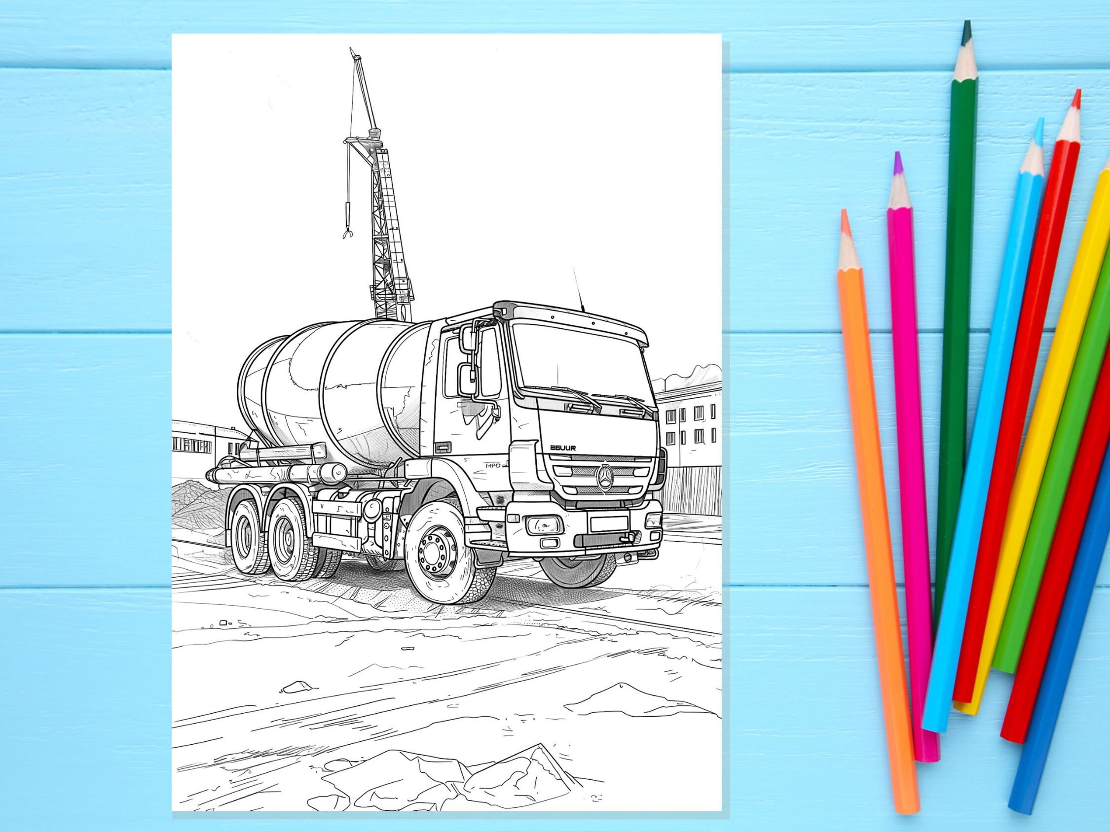 Trucks and Lorry Coloring Book Pages - 31 Page Digital Colouring Book ...