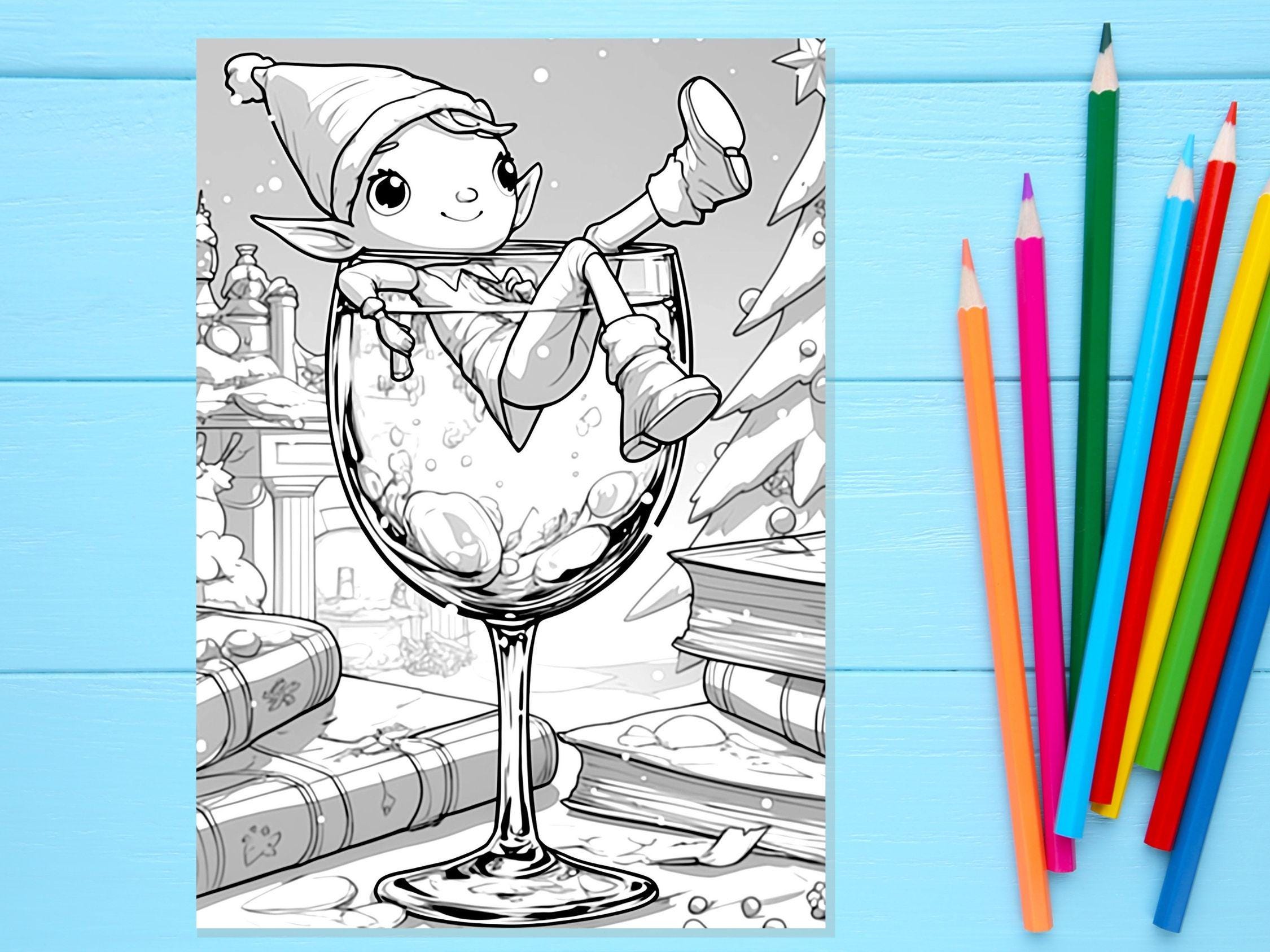 Naughty Elf Digital Coloring Book - 31 Pages of Christmas Coloring Fun ...