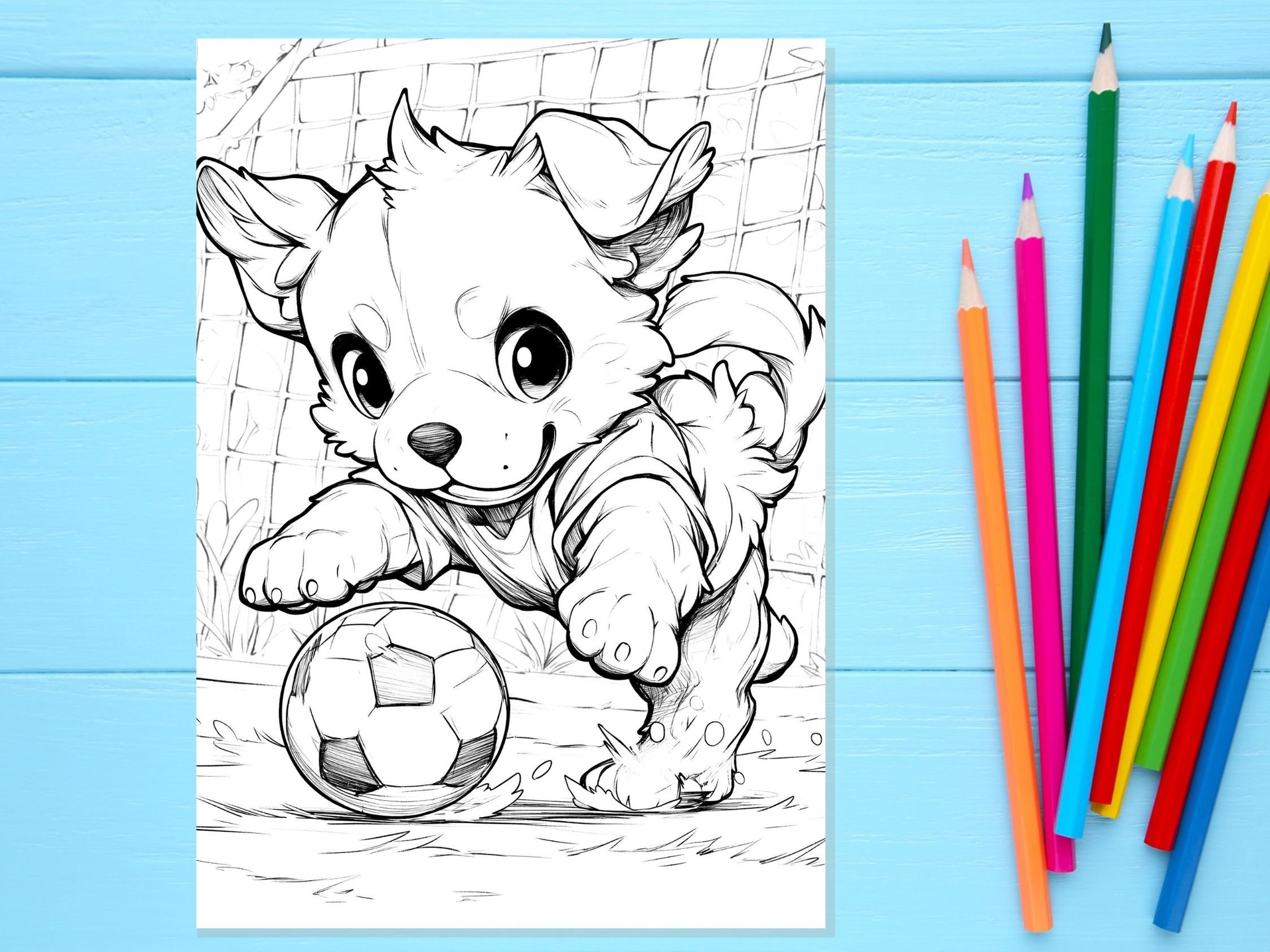 Cute Puppy Coloring Pages for Kids, 31 Page Digital Coloring Book ...