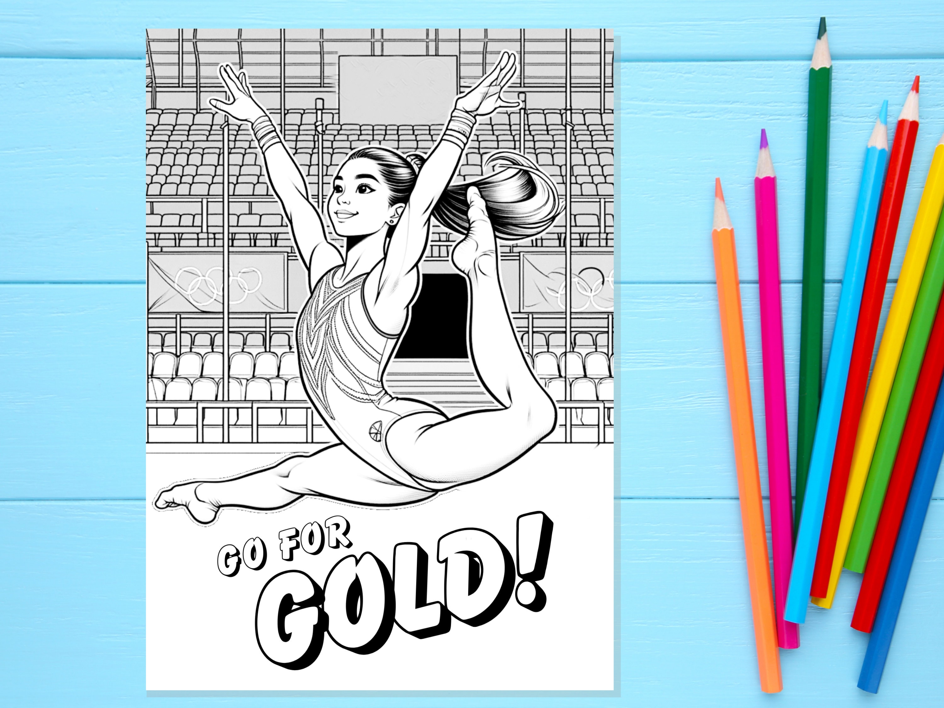 Gymnastics Coloring Book for Kids, 31 Page Digital Colouring Pages ...