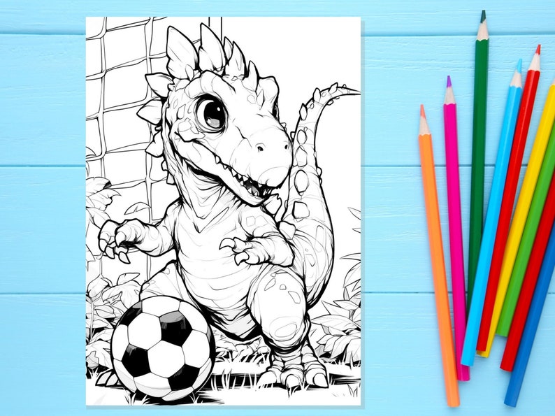 Cute Dinosaur Coloring Pages for Kids, 31 Page Digital Coloring Book ...