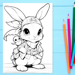 Cute Bunny Coloring Pages for Kids, 31 Page Digital Coloring Book ...