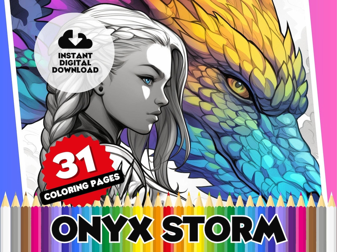 Onyx Storm Coloring Book, Fantasy Art, Dragons, Violet, Xaden (digital ...