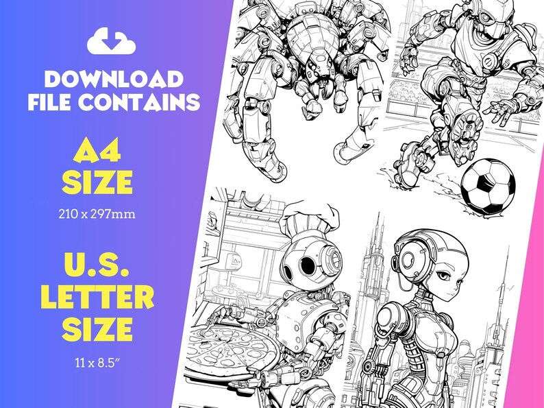 Robot Coloring Book Pages - 31-page Digital Colouring Book, Printable ...
