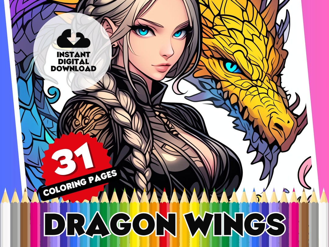 Fourth Wing Inspired Coloring Book, 31 Page Digital Colouring Pages ...