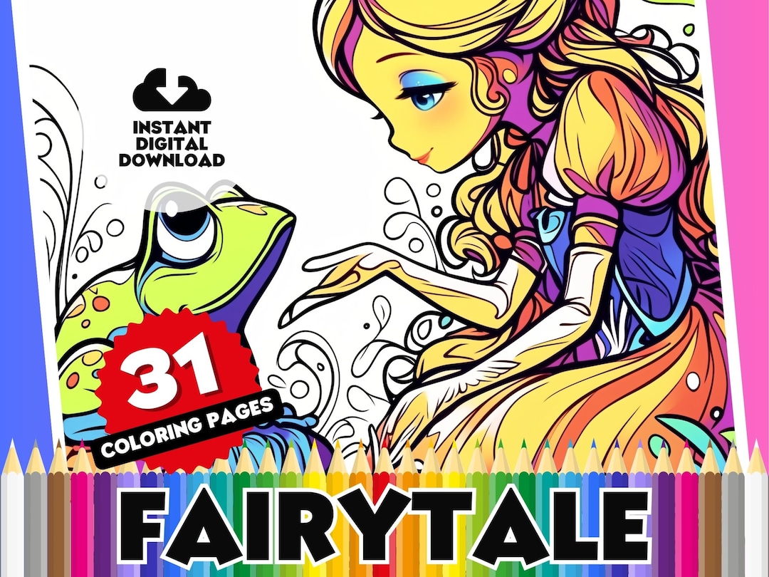 Fairy Tale Coloring Pages - 31 Page Printable PDF, Mermaids, Princesses ...