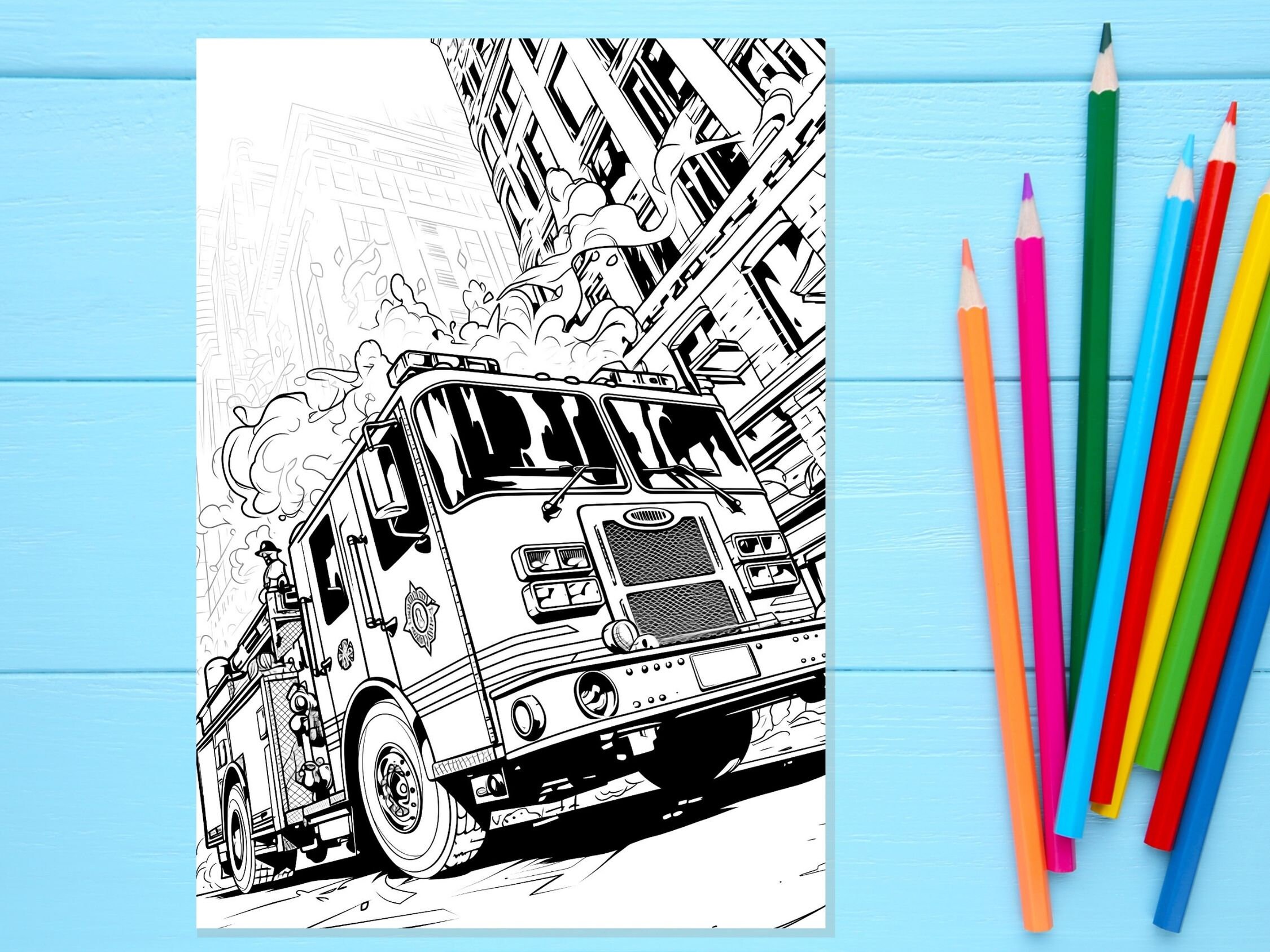 Firefighter Coloring Book Pages 31 Page Digital Colouring Book ...