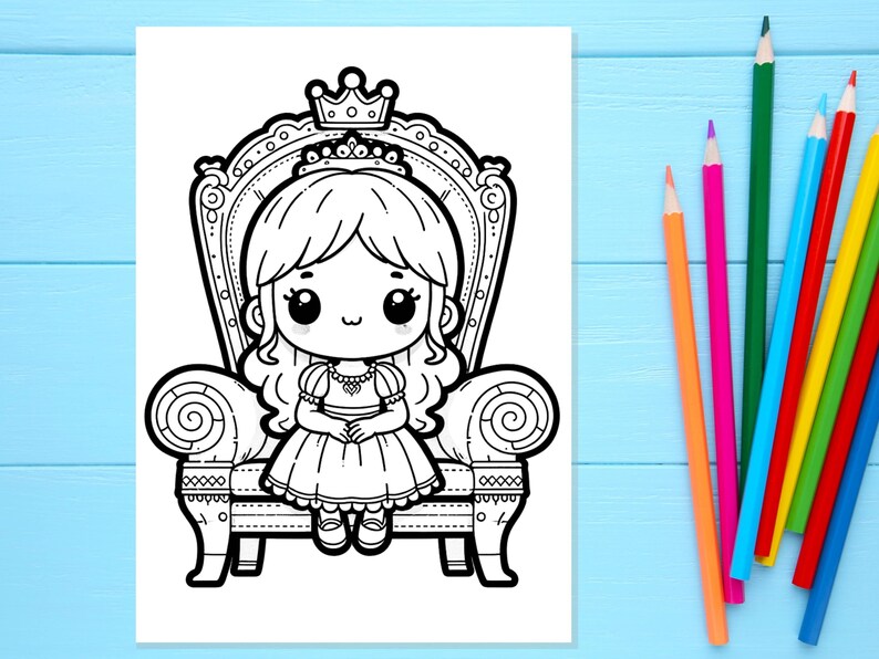 Princess Coloring Book, 31 Page Printable PDF, Themed Digital Colouring ...