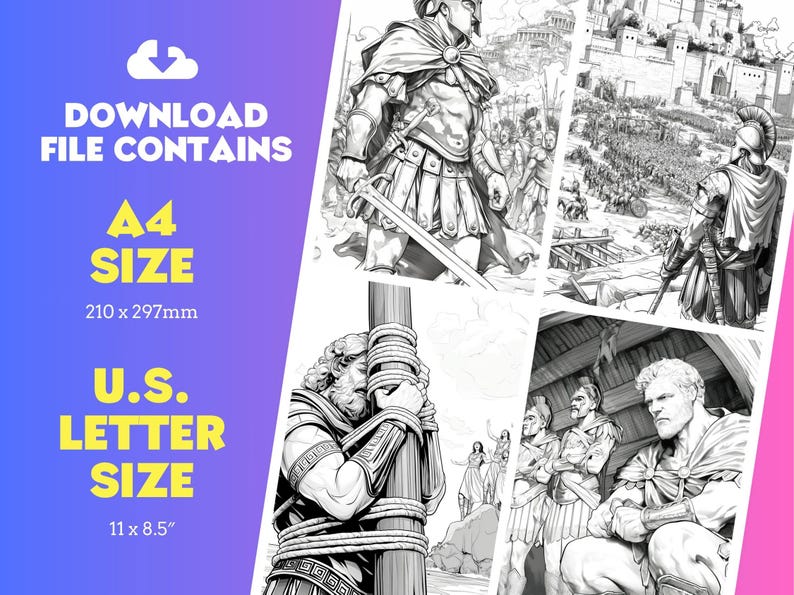 Odyssey Coloring Pages: Greek Mythology, Trojan Horse (PDF Download) - Etsy