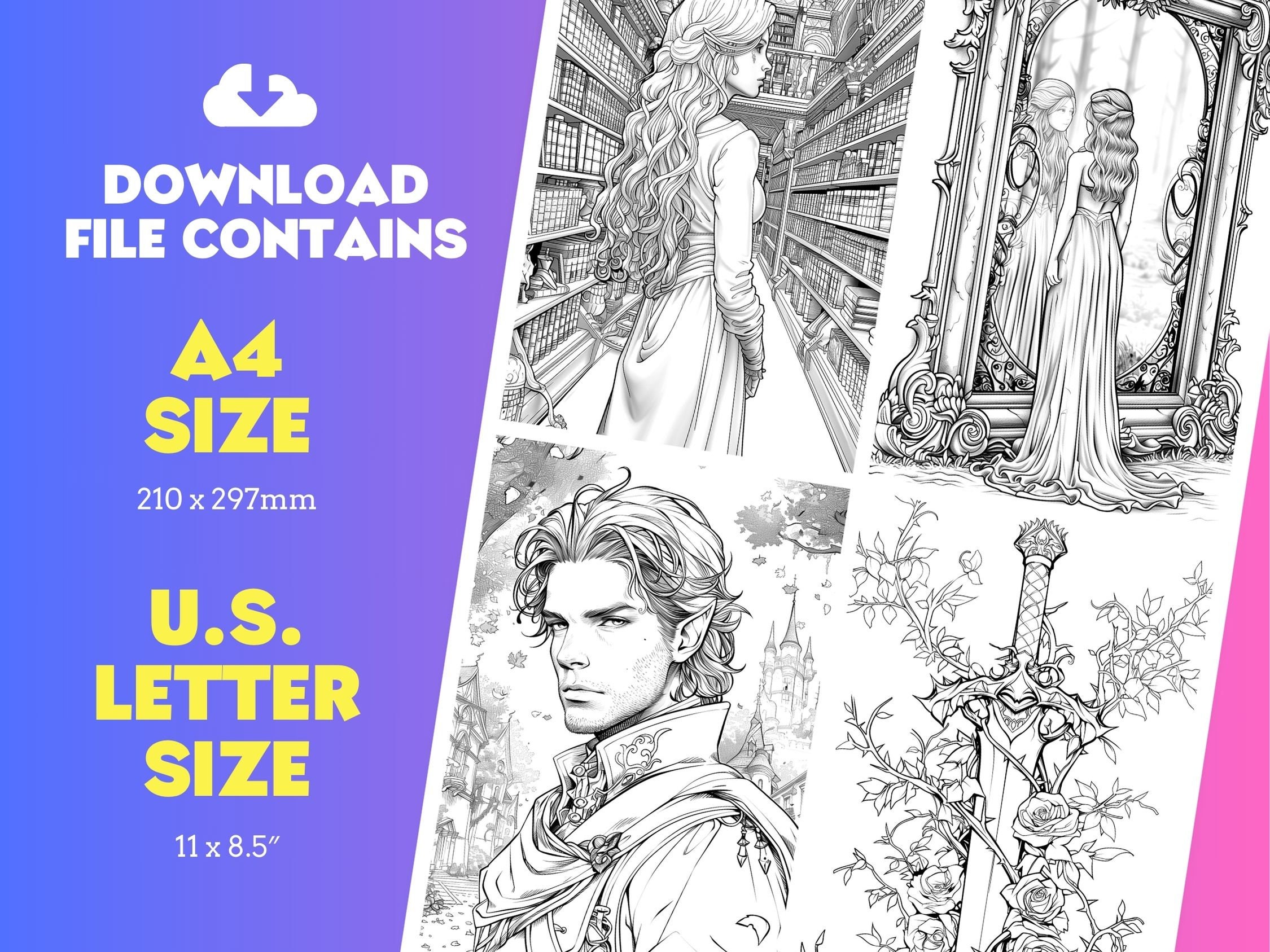 ACOTAR Inspired Coloring Book, 31 Page Romantasy Printable (digital ...