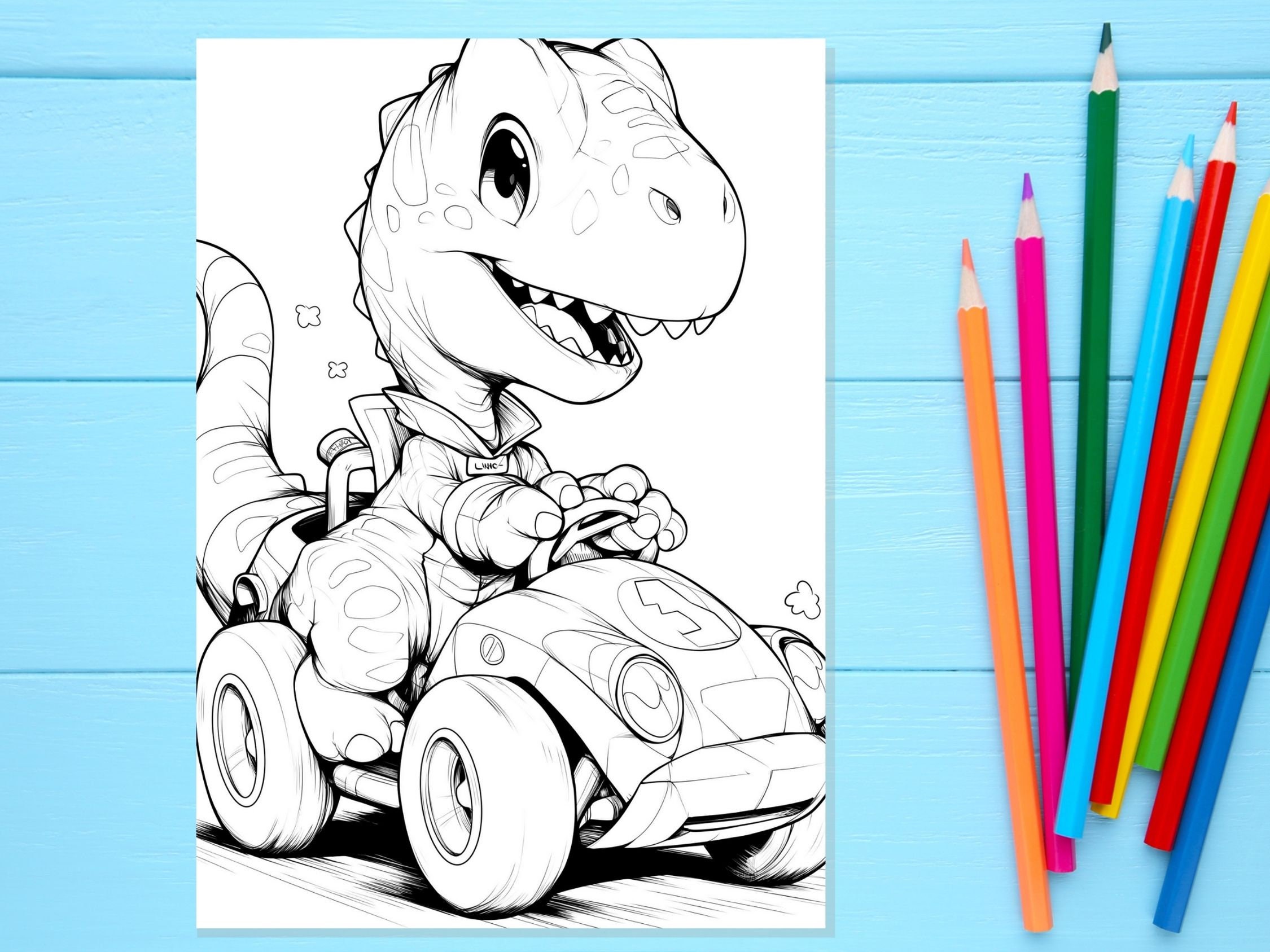 Cute Dinosaur Coloring Pages for Kids, 31 Page Digital Coloring Book ...